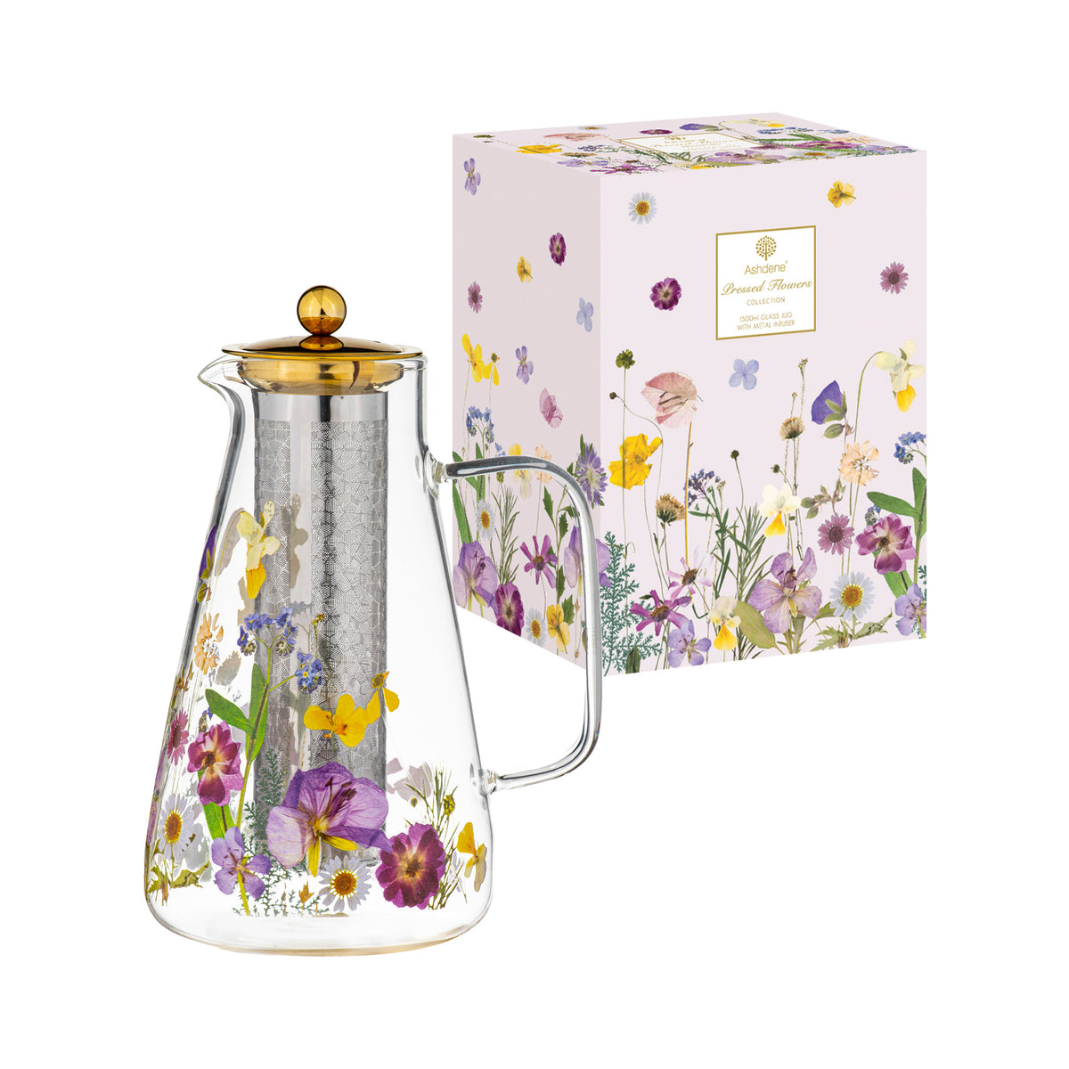 Pressed Flowers Glass Jug – Ashdene
