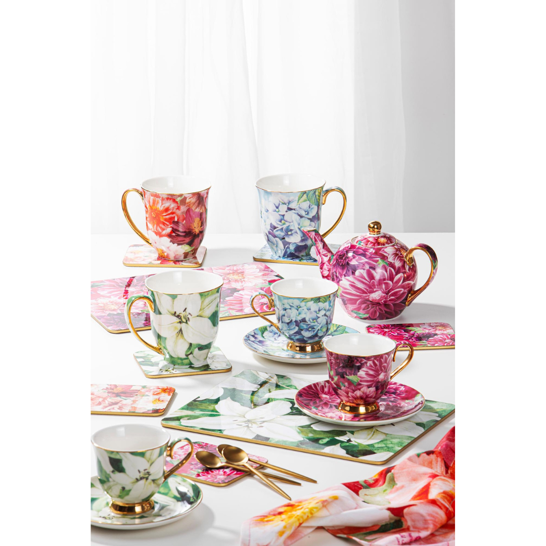 Bold Blooms Blue Hydrangea Teapot & 2 Teacup Set – Ashdene