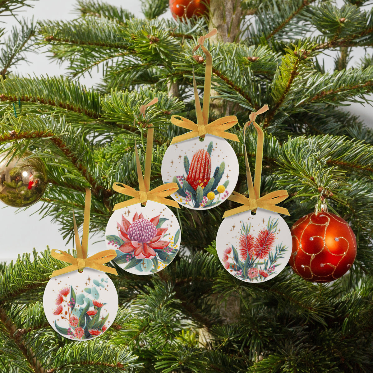 Twinkling Blooms Christmas 4pk Hanging Decoration – Ashdene